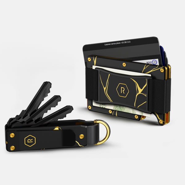 The Ridge: Wallet + Keycase Kit - Kintsugi - Black - Ridge UK